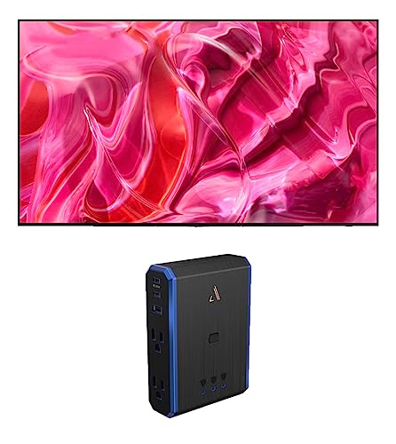 SAMSUNG QN55S90CAFXZA 55 Inch 4K OLED Smart TV with AI Upscaling with a 5S-PS4-US1 4-Outlet Power with Omniport USB (2023)(USED)