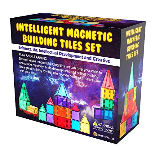 Desire Deluxe Magnetic Tiles Blocks Building Set for Kids β Learning Educational Toys for Boys Girls for Age 3 - 8 Year-Old β Birthday Present Gift (57PC)