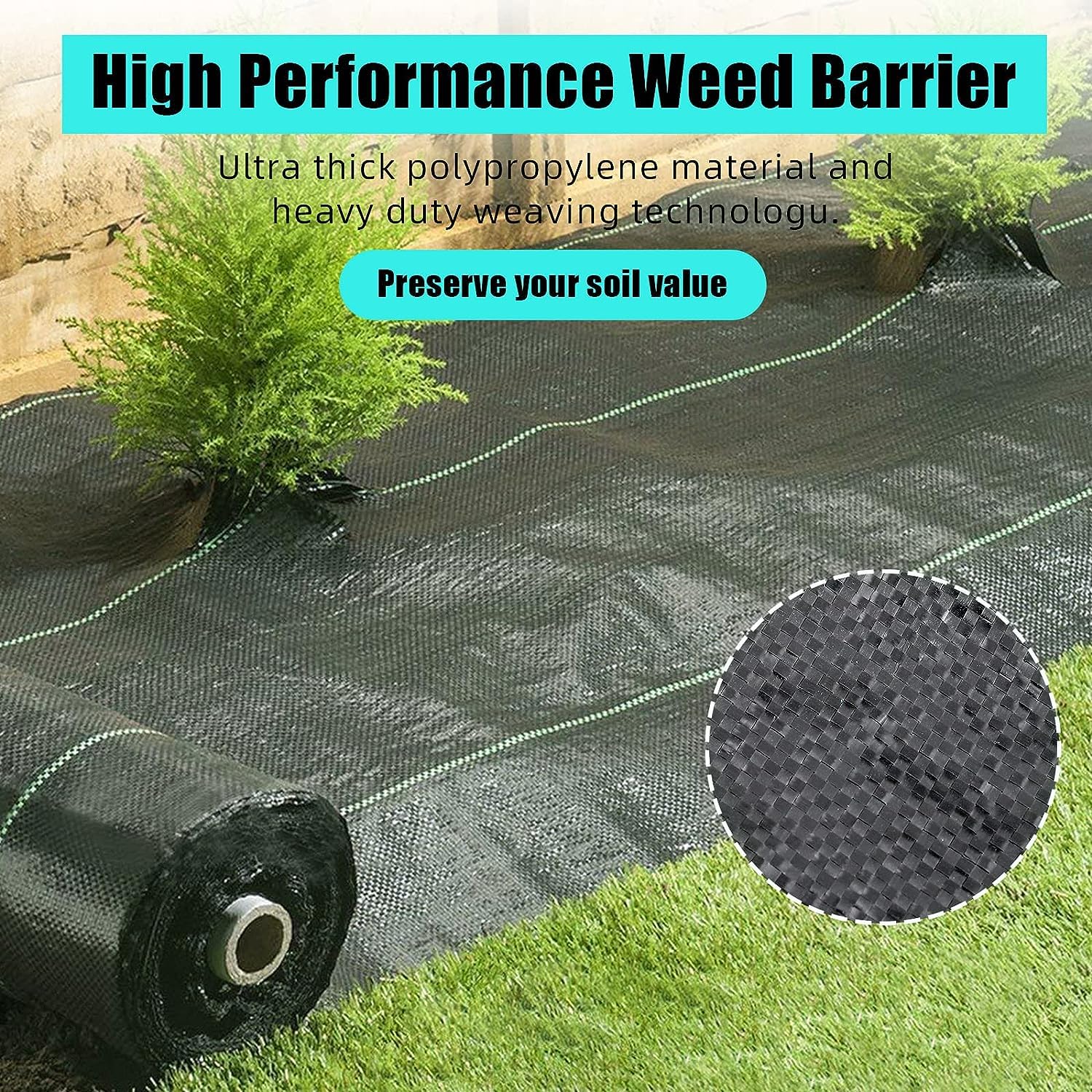 Broadfashion 01 Weed Barrier Landscape Fabric Heavy, Black