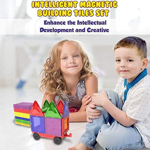 Desire Deluxe Magnetic Tiles Blocks Building Set for Kids β Learning Educational Toys for Boys Girls for Age 3 - 8 Year-Old β Birthday Present Gift (57PC)