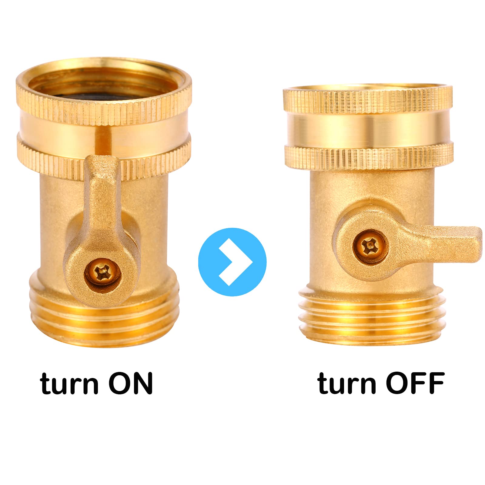Sanpaint Water Hose Shut Off Valve, Heavy Duty 3/4 Inch Solid Brass Garden Hose Connector