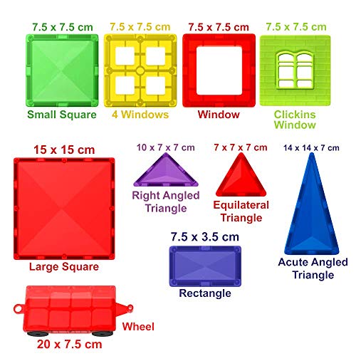 Desire Deluxe Magnetic Tiles Blocks Building Set for Kids β Learning Educational Toys for Boys Girls for Age 3 - 8 Year-Old β Birthday Present Gift (57PC)