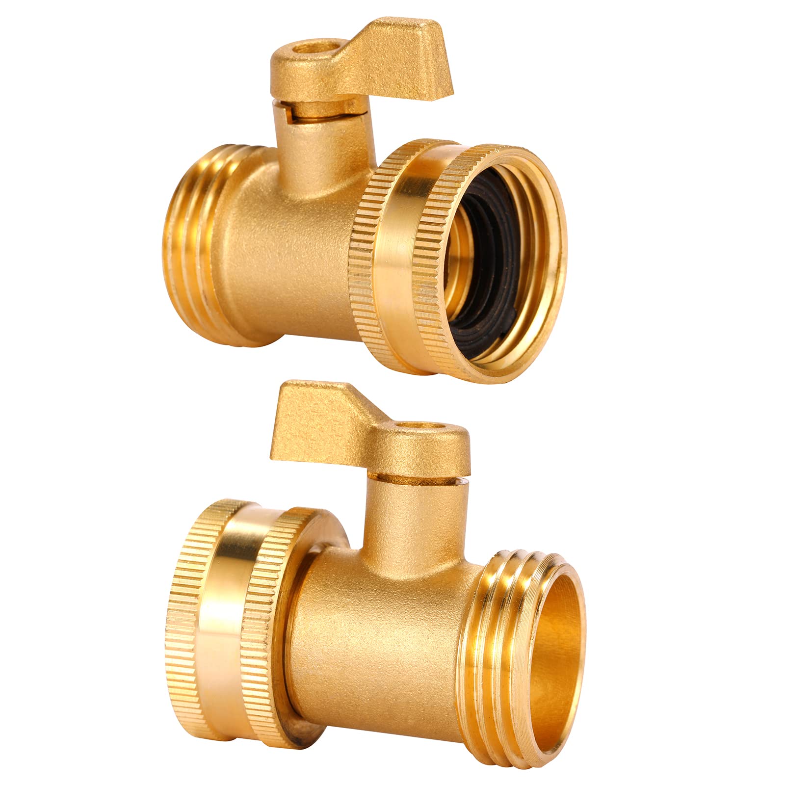 Sanpaint Water Hose Shut Off Valve, Heavy Duty 3/4 Inch Solid Brass Garden Hose Connector