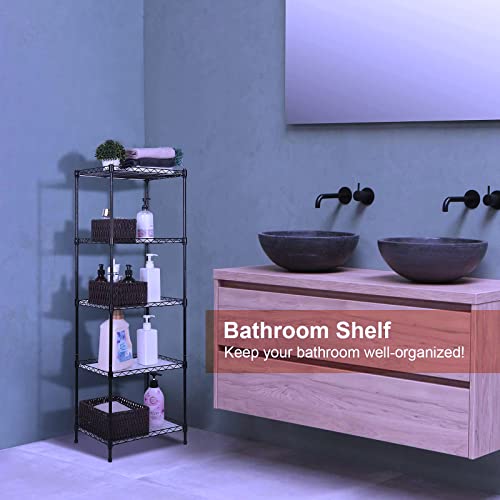 Guangfoshun 5-Tier Wire Shelving, 11.8x15.7x63in, Black - Heavy Duty Shelf - Kitchen Storage Shelves