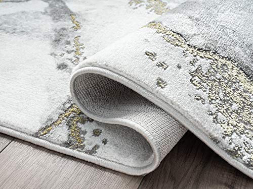 Abani Contemporary Area Rug, Non-Shed Modern Rugs Marble Print Dining Room Rug (Grey, 10' x 14')