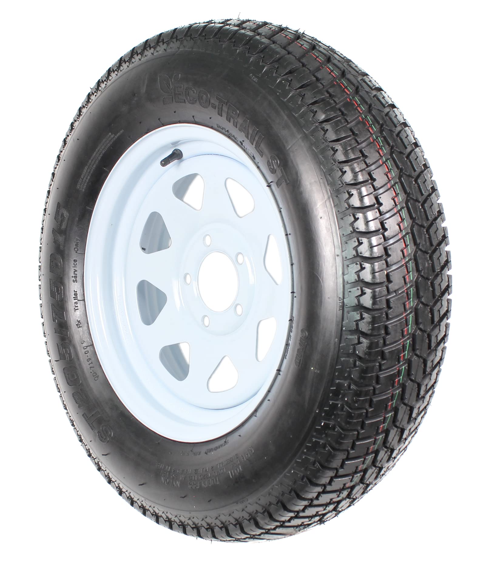 eCustomrim Trailer Tire On Rim ST205/75D15 F78-15 205/75-15 Load Range C 5 Lug Wheel White Spoke - 2 Year Warranty w/Free Roadside