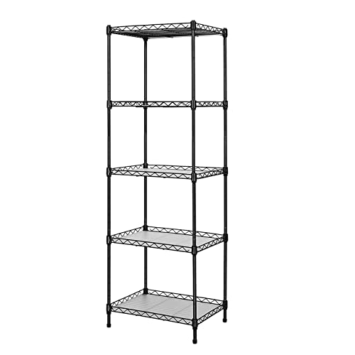 Guangfoshun 5-Tier Wire Shelving, 11.8x15.7x63in, Black - Heavy Duty Shelf - Kitchen Storage Shelves