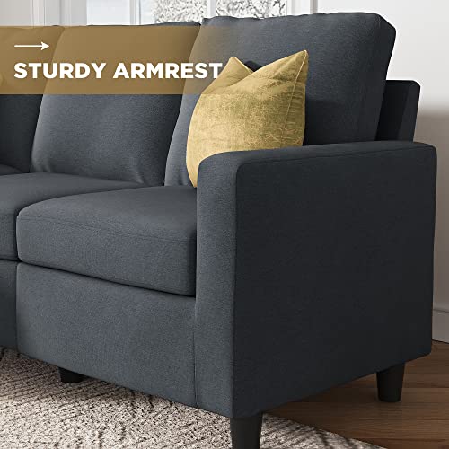 HONBAY Convertible Sectional Sofa, L Shaped Couch with Reversible Chaise, Sectional Sofa Couch for Small Space, Dark Grey