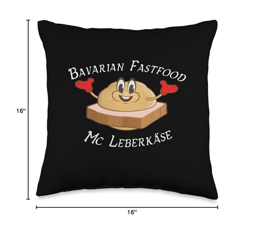 Tolles und Inovatives Design von EDEL-Designe Bayerisches Fastfood Mister MC Leberkäse Throw Pillow, 16x16, Multicolor