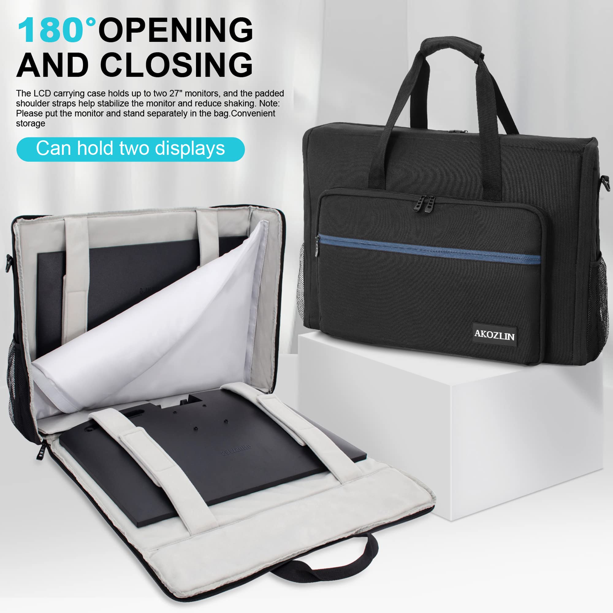 AKOZLIN LCD Screens/TVs(up to 2) Transport Tote Bag for 27" - 32" Displays Padded Monitor Carrying Travel Case (NOT FOR IMAC) With Shoulder Strap
