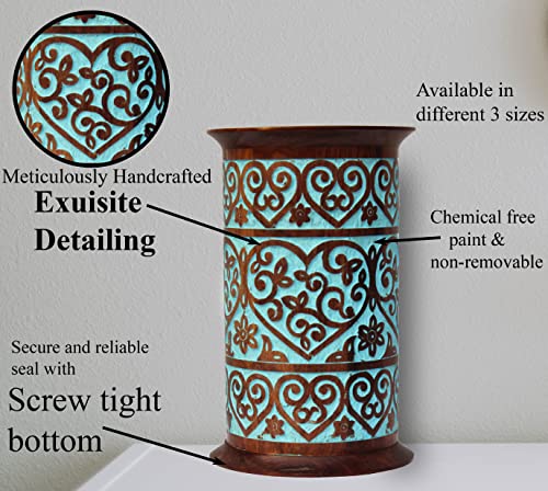 Wooden cremation urn(customized) | urns for ashes | cremation box | carving wooden urn | wooden urn for human ashes | wooden urn | carved boxes (Medium- with text)
