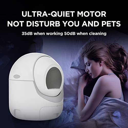 Only Warm Cat Litter Box,Self Cleaning Automatic Cat Litter Box,with APP Control & Safe Alert & Smart Health Monitor Extra Large Cat Litter Box.