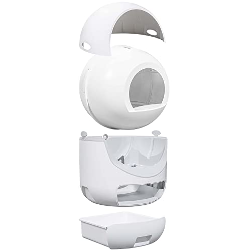 Self Cleaning Cat Litter Box, Automatic cat Litter Box with APP Control for Multiple Cats and All Kinds of cat Litter, White