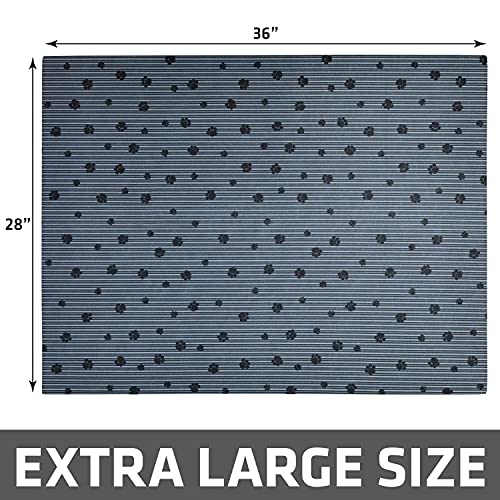 Drymate Original Cat Litter Mat, Contains Mess from Box for Cleaner Floors, Urine-Proof, Soft on Kitty Paws -Absorbent/Waterproof- Machine Washable, Durable (USA Made) (28βx36β)(GreyStripeBlackPaw)