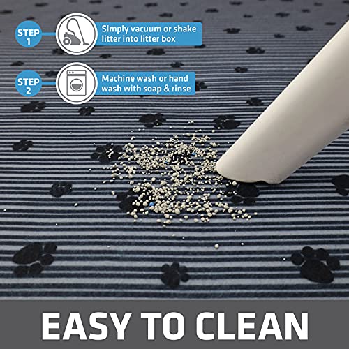 Drymate Original Cat Litter Mat, Contains Mess from Box for Cleaner Floors, Urine-Proof, Soft on Kitty Paws -Absorbent/Waterproof- Machine Washable, Durable (USA Made) (28βx36β)(GreyStripeBlackPaw)