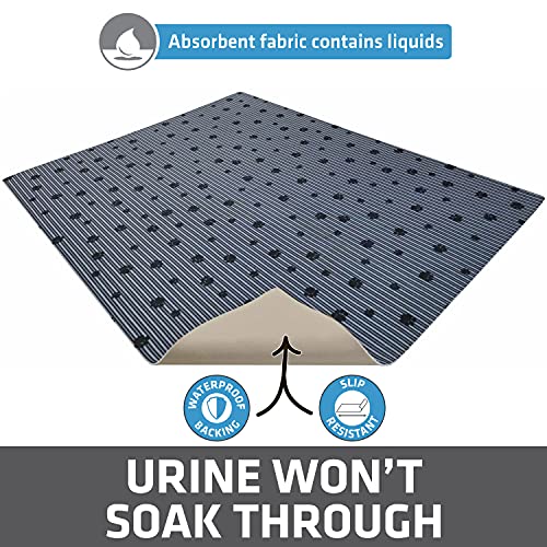 Drymate Original Cat Litter Mat, Contains Mess from Box for Cleaner Floors, Urine-Proof, Soft on Kitty Paws -Absorbent/Waterproof- Machine Washable, Durable (USA Made) (28βx36β)(GreyStripeBlackPaw)