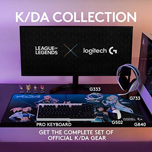 Logitech G PRO K/DA Mechanical Gaming Keyboard, Ultra-Portable Tenkeyless Design, Detachable Micro USB Cable, 16.8 Million Color LIGHTSYNC RGB backlit keys - Official League of Legends KDA Gaming Gear