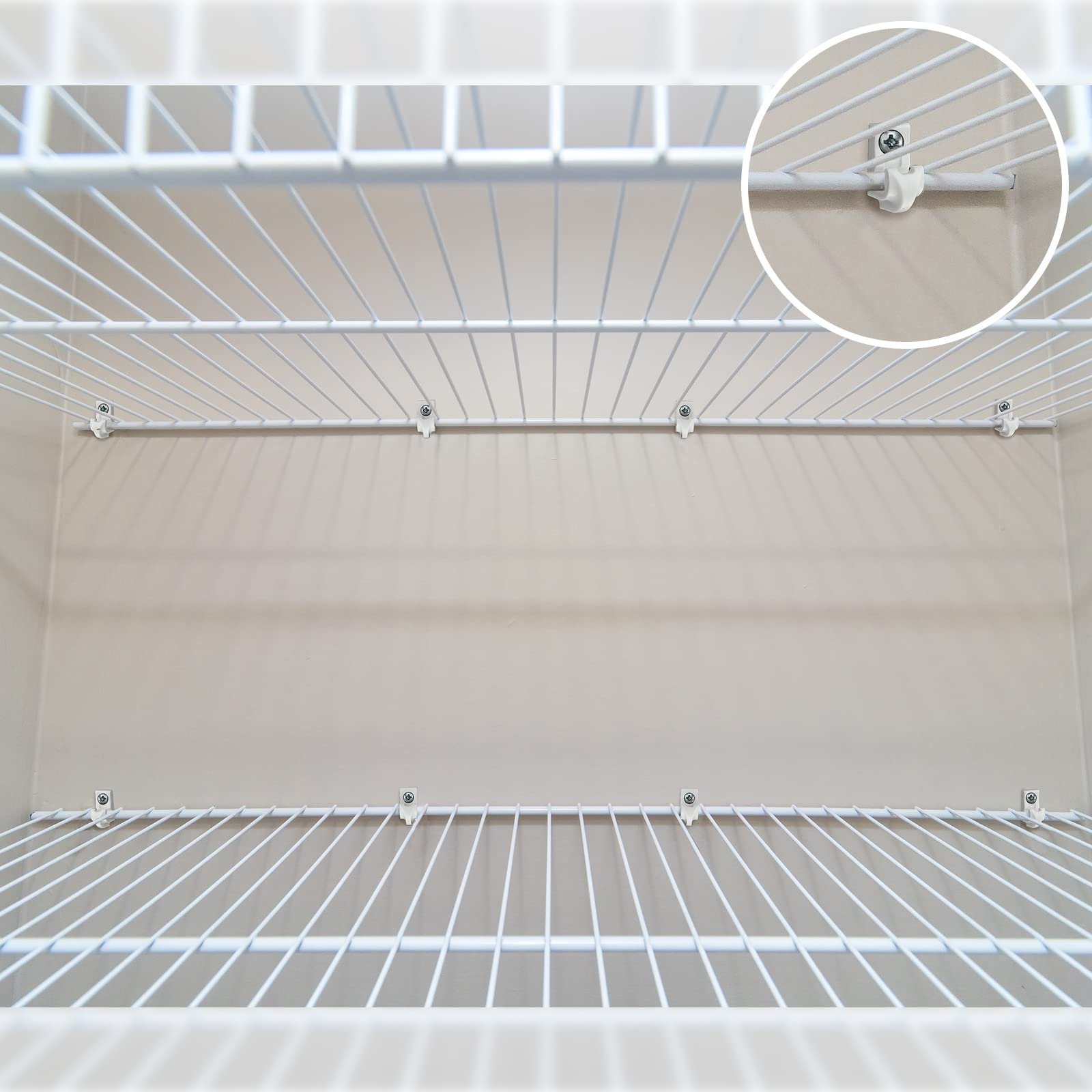 Oudain 24 Pack Down Wall Clips Closet Shelves Loop Clips Plastic Wire Wall Shelf Screws and Expansion Tubes (White)