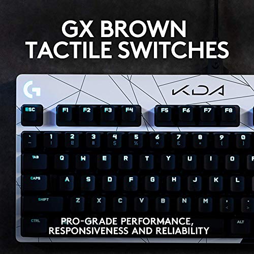 Logitech G PRO K/DA Mechanical Gaming Keyboard, Ultra-Portable Tenkeyless Design, Detachable Micro USB Cable, 16.8 Million Color LIGHTSYNC RGB backlit keys - Official League of Legends KDA Gaming Gear