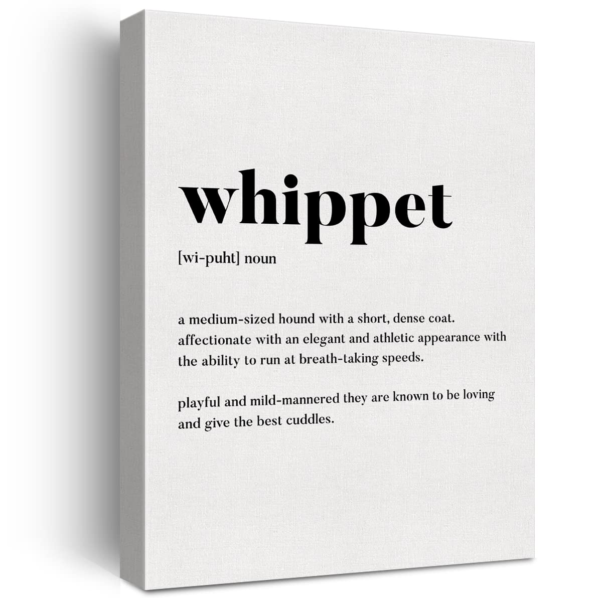 Whippet Definition a Medium-Sized Hound Canvas Wall Art Poster Print Gift, Whippet Definition Painting Ready to Hang Home Decor (11.5" x 15")