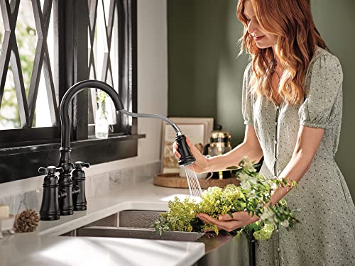 Moen S73204ORB Weymouth Two Handle Pulldown Bridge Kitchen Faucet, Oil Rubbed Bronze