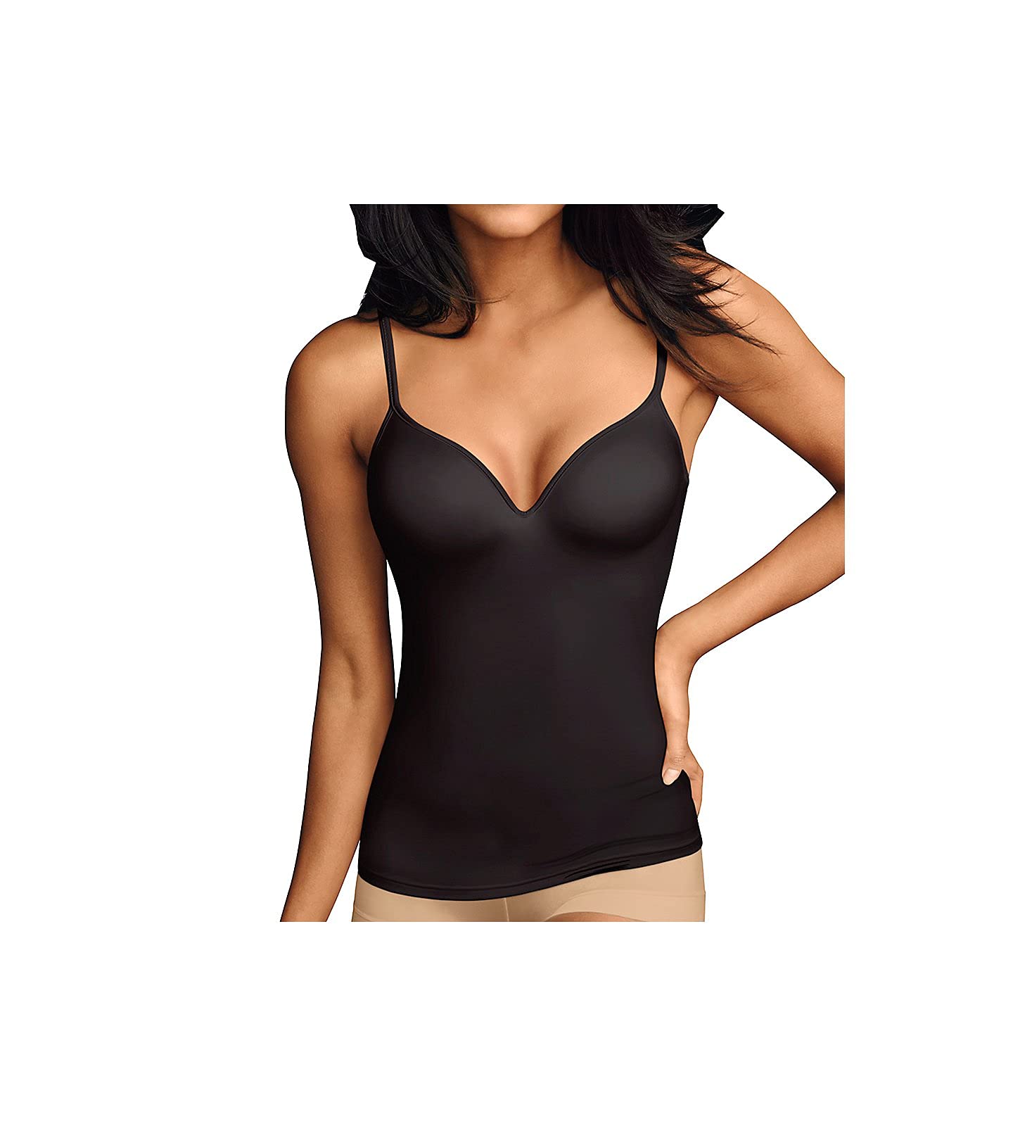 Self Expressions Women's Wirefree Camisole with Foam Cups, 00509, Black, L