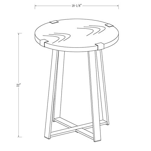 Walker Edison Anastasia Modern Metal Wrap X Base Accent Table, 18 Inch, Grey Wash
