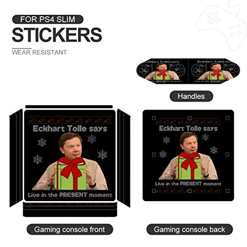 Eckhart Tolle Live in The Present Moment Knit Pattern Compatible with PS4 Slim controller and console skin sticker protective cover wireless/wired gamepad controller