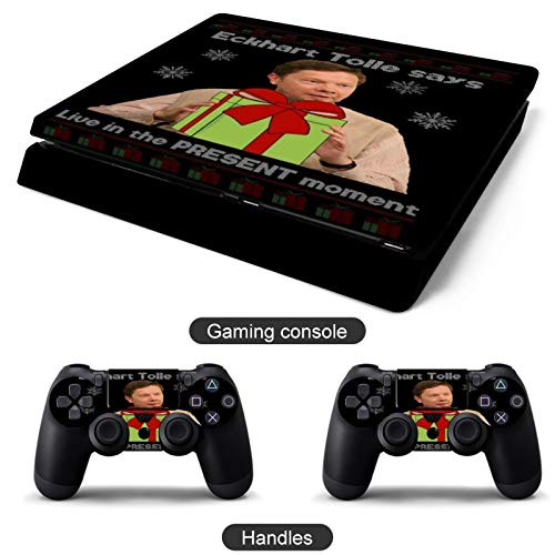Eckhart Tolle Live in The Present Moment Knit Pattern Compatible with PS4 Slim controller and console skin sticker protective cover wireless/wired gamepad controller
