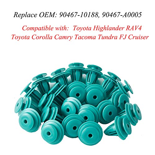 FEBRYTOLD 100Pcs Trim Door Panel Retainer Clips, Car Push Fastener Clips, Door Trim Clips for Toyota Corolla Camry Sequoia Tundra Tacoma, Replace OEM: 90467-10188 with 1Pcs Plastic Fastener Remover
