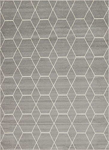 Unique Loom Trellis Frieze Collection Area Rug - Geometric (9' x 12' 2", Light Gray/ Ivory)