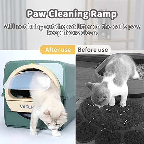 VARLNALY 3.0 Large Self-Cleaning Cat Litter Box, Pull-Out Non-Electric Automatic Cat Litter Box with Lid(24PCS Trash Box), One-Piece Base Prevents Urine&Litter Leakage, Enclosed Isolates Odor(Green)