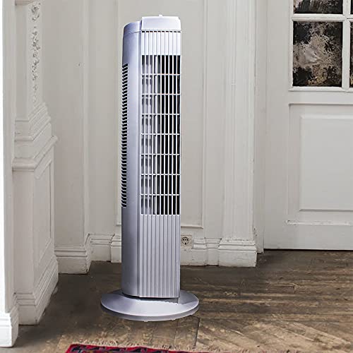 Mainstay FZ10-19MW 28 Inch 3 Speed Compact Oscillating Tower Fan with Auto Shutoff, White (Renewed)