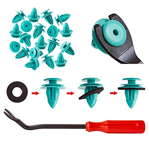 FEBRYTOLD 100Pcs Trim Door Panel Retainer Clips, Car Push Fastener Clips, Door Trim Clips for Toyota Corolla Camry Sequoia Tundra Tacoma, Replace OEM: 90467-10188 with 1Pcs Plastic Fastener Remover