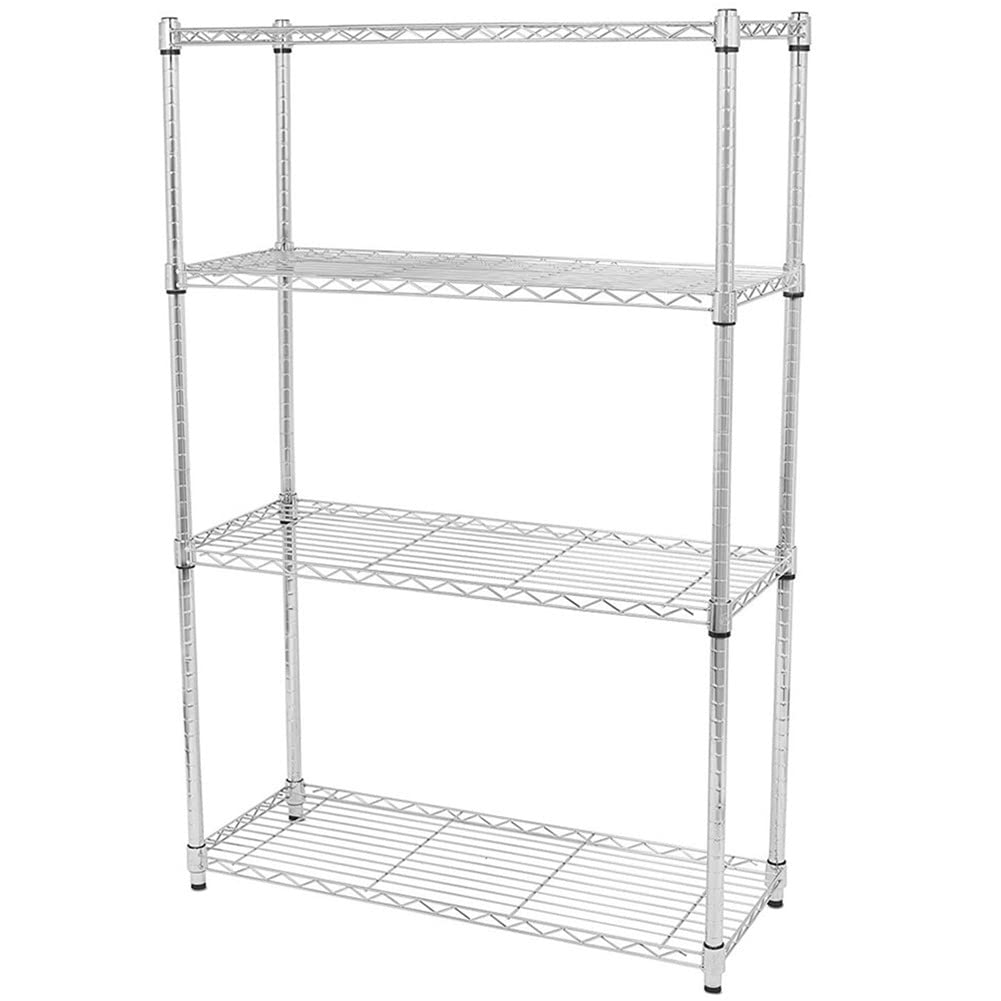 4 Tiers Standing Shelving Units - 4-Shelf Adjustable Storage Wire Shelving Unit, Metal Organizer Wire Rack for Laundry Bathroom Kitchen Pantry Closet, Garage Storage Rack Display Shelf for Living Room