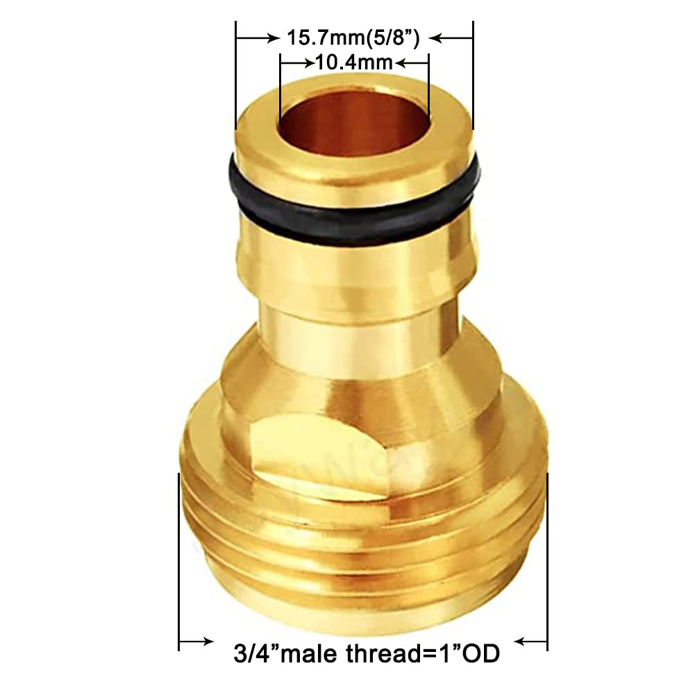 Joywayus 3/4” GHT Male Garden Hose Quick Connect Adapter Brass Connect Fitting（Pack of 4）