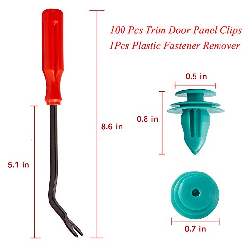 FEBRYTOLD 100Pcs Trim Door Panel Retainer Clips, Car Push Fastener Clips, Door Trim Clips for Toyota Corolla Camry Sequoia Tundra Tacoma, Replace OEM: 90467-10188 with 1Pcs Plastic Fastener Remover