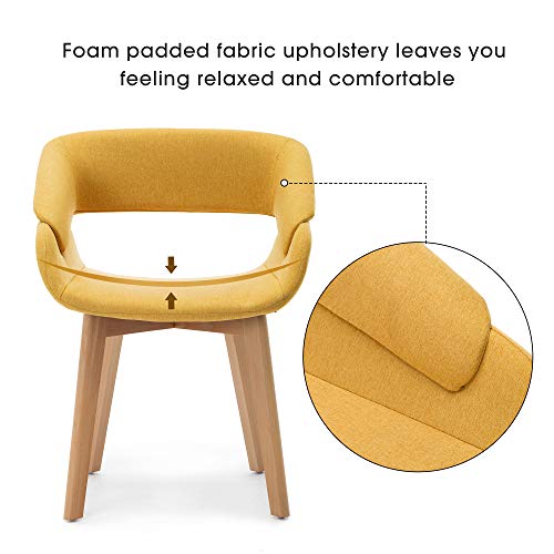 ivinta Modern Dining Room Chair Set of 2 for Kitchen, Mid-Century Upholstered Fabric Accent Chair with Solid Wood Legs