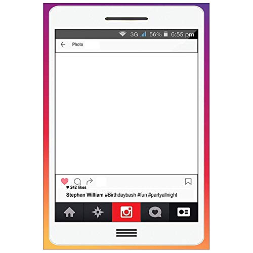 Customize Cell Phone Social Media Frame Photo Booth Prop - sizes 36x24, 48x32; Personalized Party Social Banner Home Decorations, Handmade Party Supply Photo Booth Frame