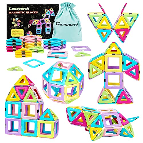 Cameparck Magnetic Tiles Toys for 3 4 5 6 7 8+ Year Old Boys Girls Upgrade Macaron Magnetic Blocks Building Set for Toddlers STEM Creativity Inspirational Recreational Educational Conventional