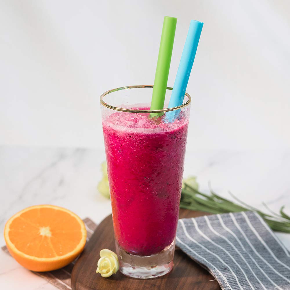 Big Silicone Straws Reusable Silicone Drinking Straws10Pcs Straight Smoothies Straws For 30&20 oz Tumblers-Reusable Straws Extra Long for Yeti/Rtic/Ozark +4 Brushes+ 1 Red Storage Pouch