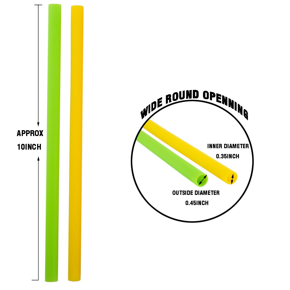 Big Silicone Straws Reusable Silicone Drinking Straws10Pcs Straight Smoothies Straws For 30&20 oz Tumblers-Reusable Straws Extra Long for Yeti/Rtic/Ozark +4 Brushes+ 1 Red Storage Pouch