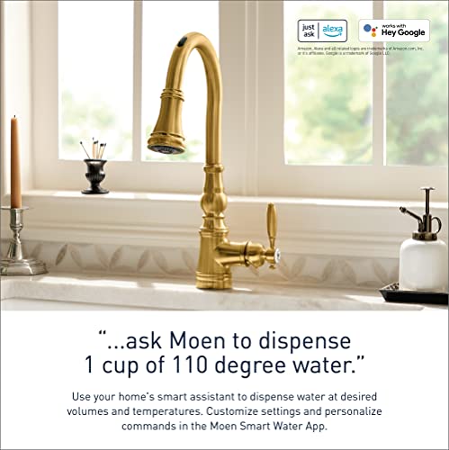 Moen S73004EVC Weymouth Smart Touchless Pull Down Sprayer Kitchen Faucet with Voice Control and Power Boost, Chrome