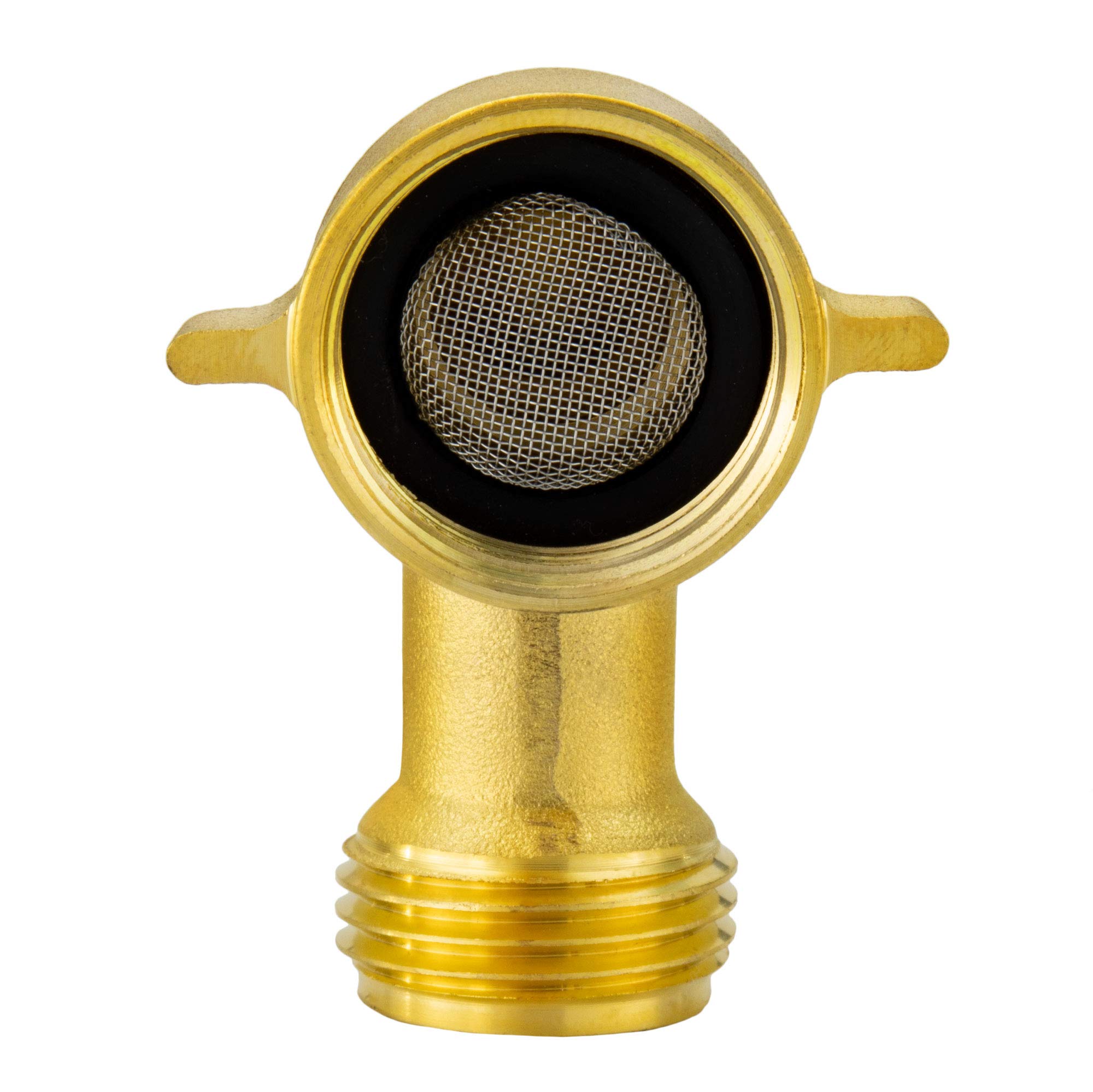 RecPro RV 90 Degree Hose Elbow with Mesh Strainer | Solid Brass Garden Hose Elbow Adapter for RV Water Hose | City Water Inlet Elbow Fitting | Prevents Hose Crimping and Strain