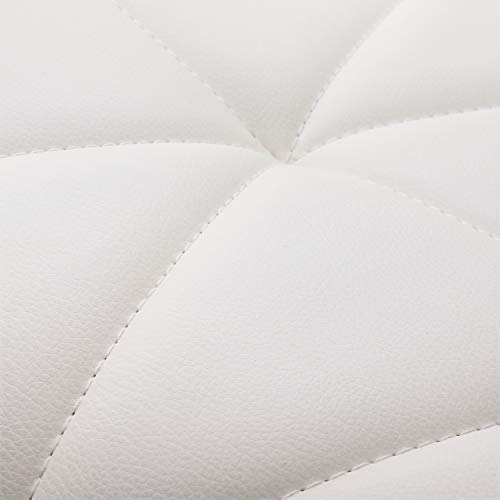 Leopard Shell Back Adjustable Swivel Bar Stools, PU Leather Padded with Back, Set of 2 (White)