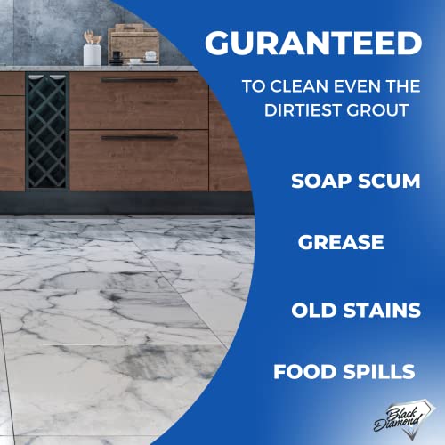 Black Diamond Stoneworks ULTIMATE GROUT CLEANER: Best Cleaner for Tile,Ceramic,Porcelain, Marble Acid-free Safe Deep Cleaner & Stain Remover for Even the Dirtiest Grout. (1-Quart/1-Brush)