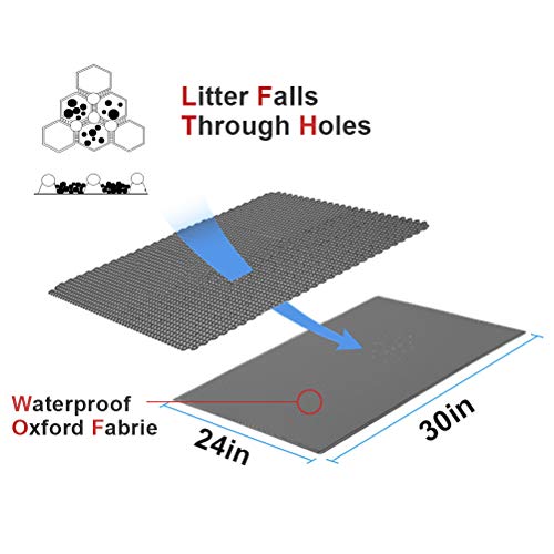 Cat Litter Mat Litter Trapping Mat, 30" X 24" Inch Honeycomb Double Layer Design Waterproof Urine Proof Trapper Mat for Litter Boxes, Large Size Easy Clean Scatter Control