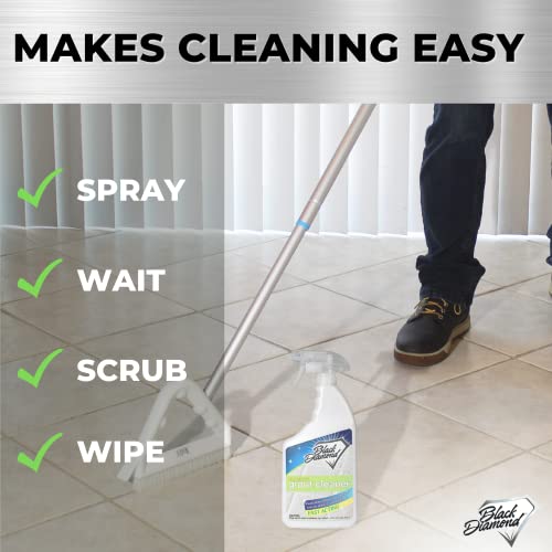 Black Diamond Stoneworks ULTIMATE GROUT CLEANER: Best Cleaner for Tile,Ceramic,Porcelain, Marble Acid-free Safe Deep Cleaner & Stain Remover for Even the Dirtiest Grout. (1-Quart/1-Brush)