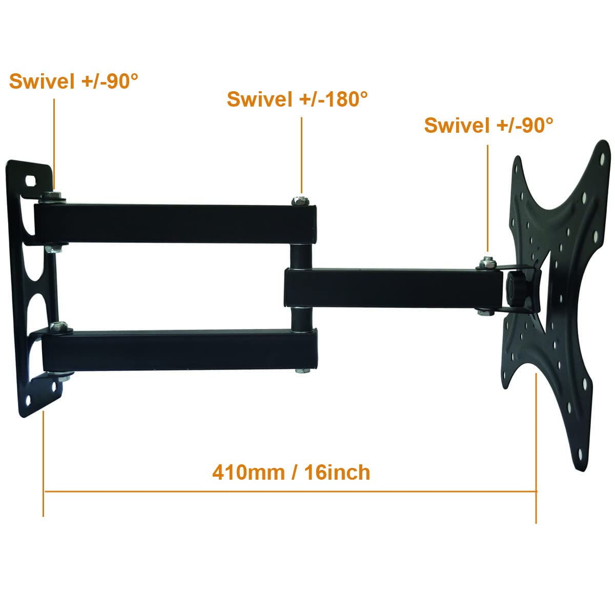 Henxlco Full Motion TV Wall Mount Articulating Swivel Tilt Extend Bracket for Most 13-40 Inch LED LCD Flat Panel Curved Screen Max VESA 200x200mm
