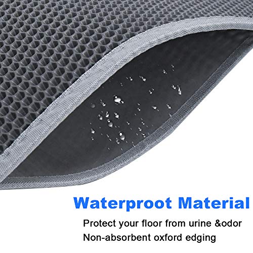 Cat Litter Mat Litter Trapping Mat, 30" X 24" Inch Honeycomb Double Layer Design Waterproof Urine Proof Trapper Mat for Litter Boxes, Large Size Easy Clean Scatter Control
